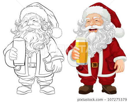 Santa Claus with Surprise Expression Holding a...-插圖素材 [107275379 ...