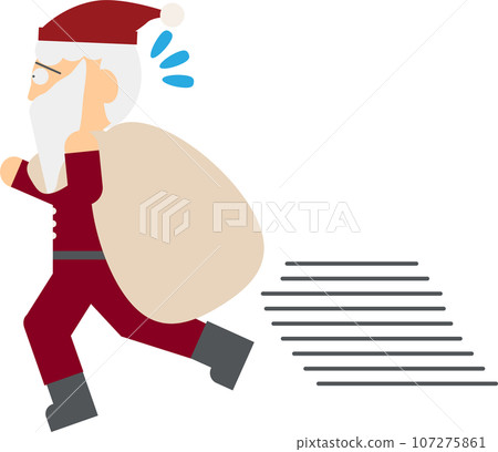 Santa Claus running in a hurry - Stock Illustration [107275861] - PIXTA
