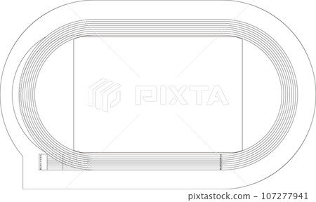 Athletics stadium 8 lanes_line art - Stock Illustration [107277941] - PIXTA