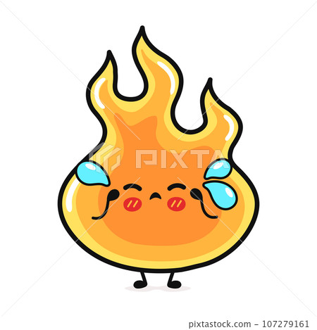 Crying Fire character. Vector hand drawn... - Stock Illustration ...