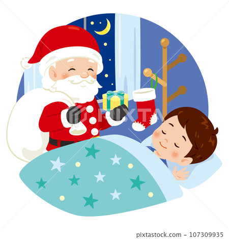 Santa Claus and child sleeping in the bedroom - Stock Illustration ...