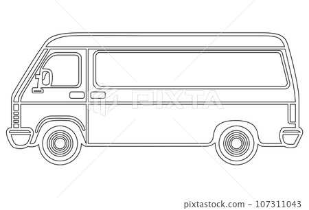 Van isolated outline.Van with side view,Van... - Stock Illustration ...