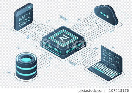 Isometric artificial intelligence chip concept....-插圖素材 [107318176] - PIXTA圖庫