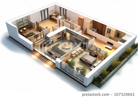 Apartments 3D design project. Plan or... - Stock Illustration ...