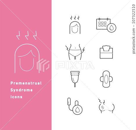 Premenstrual syndrome (PMS) line icon set - Stock Illustration [107322510] - PIXTA