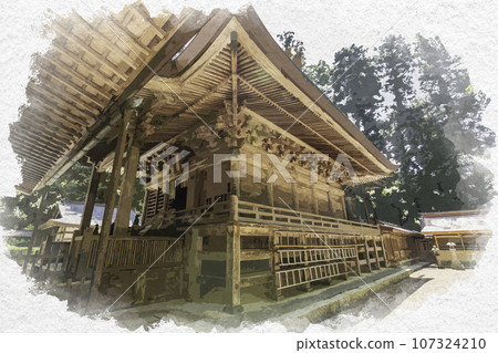 Watercolor style Iwa Shrine Heiden Shiso City,... - Stock Illustration ...