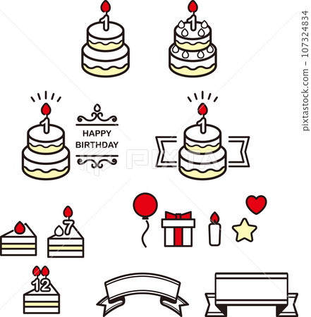 Birthday icon pictogram decoration simple line... - Stock Illustration ...