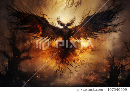 Image of ferocious eerie angry phoenix is...-插圖素材 [107340909] - PIXTA圖庫