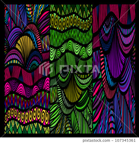 Doodle backgrounds, vector set - Stock Illustration [107345361] - PIXTA