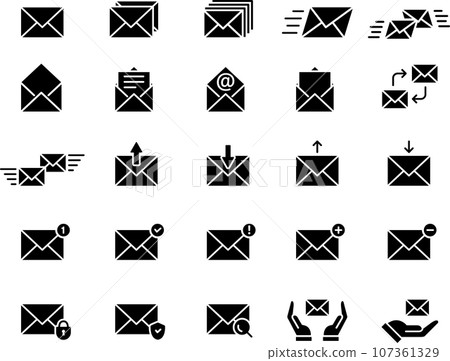 Silhouette email icon set - Stock Illustration [107361329] - PIXTA