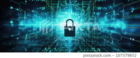 Lock on black background with glowing binary... - Stock Illustration [107379652] - PIXTA