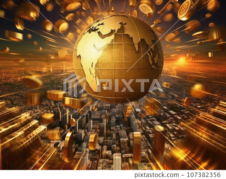 A gold globe, earth finance concept economy... - Stock Illustration ...
