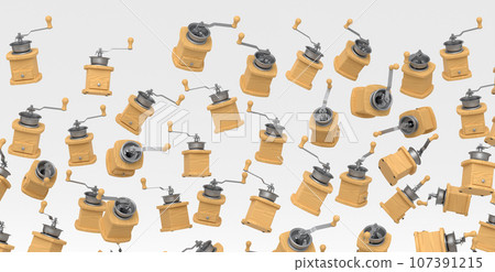 Many of flying manual wooden coffee grinder on... - Stock Illustration ...
