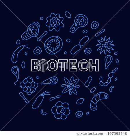 Biotech concept outline vector round blue...-插圖素材 [107393548] - PIXTA圖庫