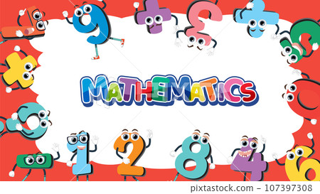 Mathematics Number with Eyes Cartoon Character...-插圖素材 [107397308 ...