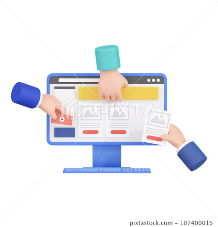 3DCG｜Hands of web designers who create the site - Stock Illustration ...