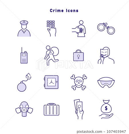 Icon set related to crime, justice, and police - Stock Illustration ...