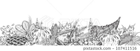 Thanksgiving Day, seamless vector border in...-插圖素材 [107411516] - PIXTA圖庫