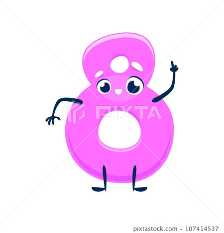 Cartoon cute funny eight number character, kids... - Stock Illustration ...