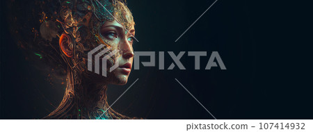 Female android portrait of artificial... - Stock Illustration [107414932] - PIXTA