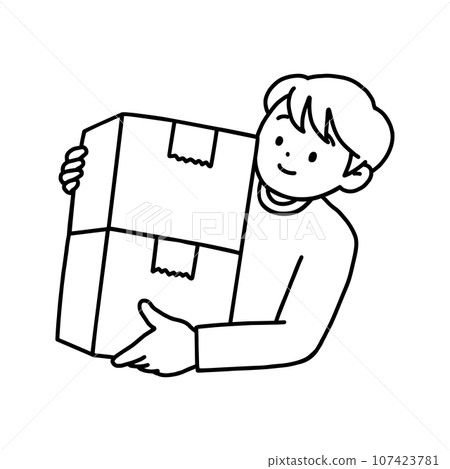 A man carrying luggage - line drawing - Stock Illustration [107423781 ...