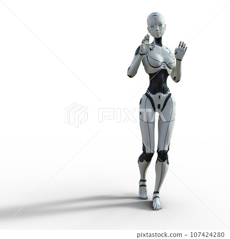 AI robot female android android perming3DCG... - Stock Illustration ...