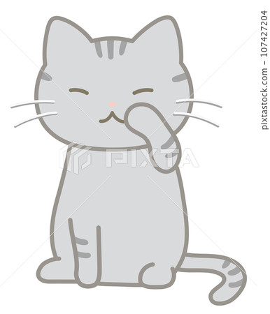Cat washing face - Stock Illustration [107427204] - PIXTA