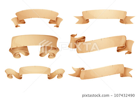 Set Parchment paper scroll ribbon, old vintage... - Stock Illustration ...