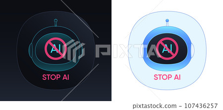 Stop AI use. Prohibition on use of artificial... - Stock Illustration ...