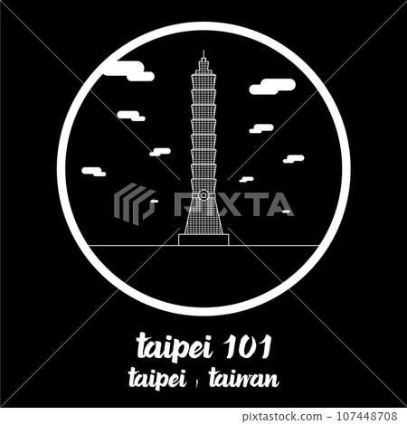 Circle Icon line Taipei 101 building. vector...-插圖素材 [107448708] - PIXTA圖庫