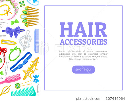 Hair Accessories Banner Design with Headband... - Stock Illustration ...