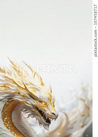 A white dragon with beautiful white and gold... - Stock Illustration ...