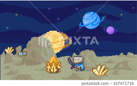 Space exploration, fantasy landscape with alien...-插圖素材 [107471736 ...