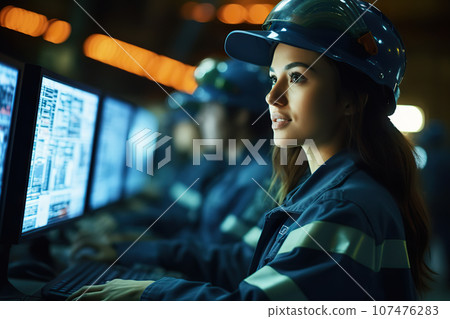 Dedicated Asian Female Engineer in Uniform,... - Stock Illustration ...