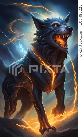 Hellhound cartoon character design concept...-插圖素材 [107483229] - PIXTA圖庫