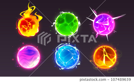 Magic orb ball game icon with fire glow effect - Stock Illustration ...