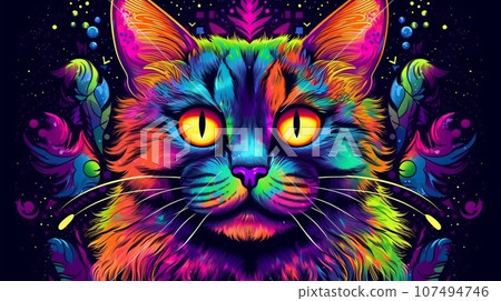 Psychedelic Trippy Art Cat