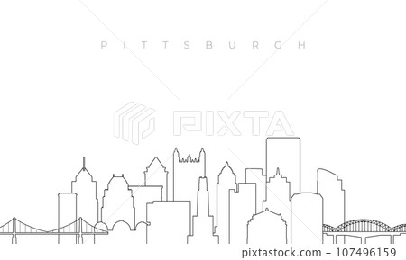 Pittsburgh Skyline Drawing "Pittsburgh Skyline Outline