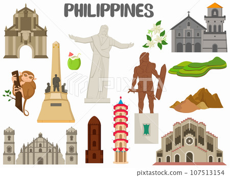 Set of Philippines landmarks architecture - Stock Illustration ...
