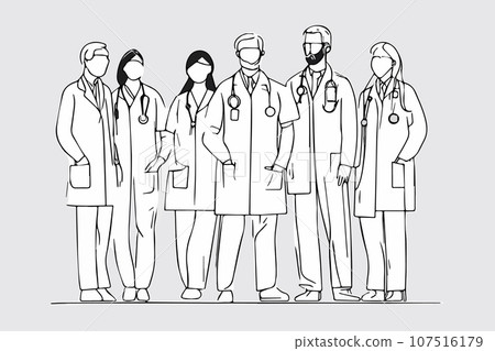 Team of medical professionals, sketch vector...-插圖素材 [107516179] - PIXTA圖庫