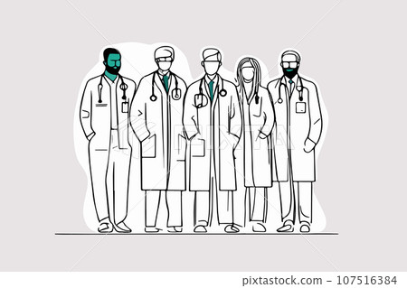 Sketch Diverse group medics or health workers...-插圖素材 [107516384] - PIXTA圖庫