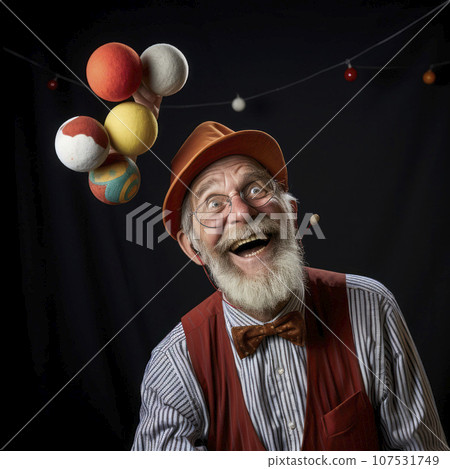 lifestyle photo humor an elderly old juggler... - Stock Illustration ...