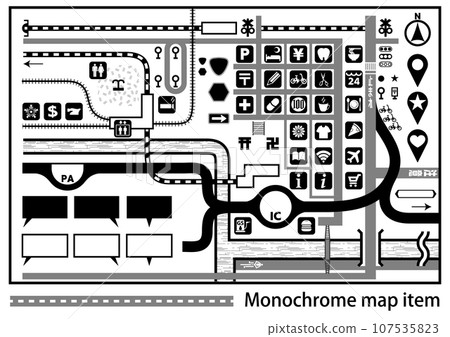Road brushes for monochrome maps, collection of... - Stock Illustration [107535823] - PIXTA