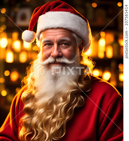 Cozy Santa with beer sunset cinematic closeup. - Stock Illustration ...