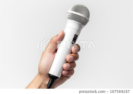 Close-up of a person's hand holding microphone... - Stock Illustration ...