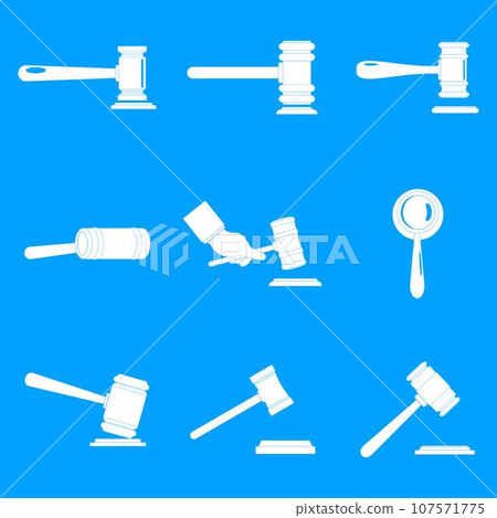 Judge hammer icons set. Simple illustration of...-插圖素材 [107571775 ...