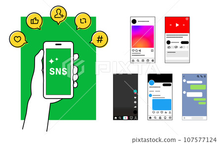 SNS smartphone screen material set - Stock Illustration [107577124] - PIXTA