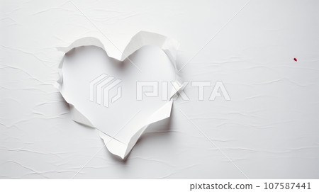 A white heart shaped paper cutout on a white... - Stock Illustration ...