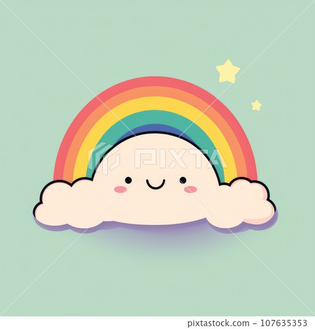 Cute rainbow on pattern background. Generative AI - Stock Illustration ...