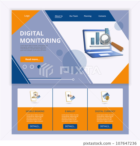 Digital monitoring flat landing page website... - Stock Illustration ...